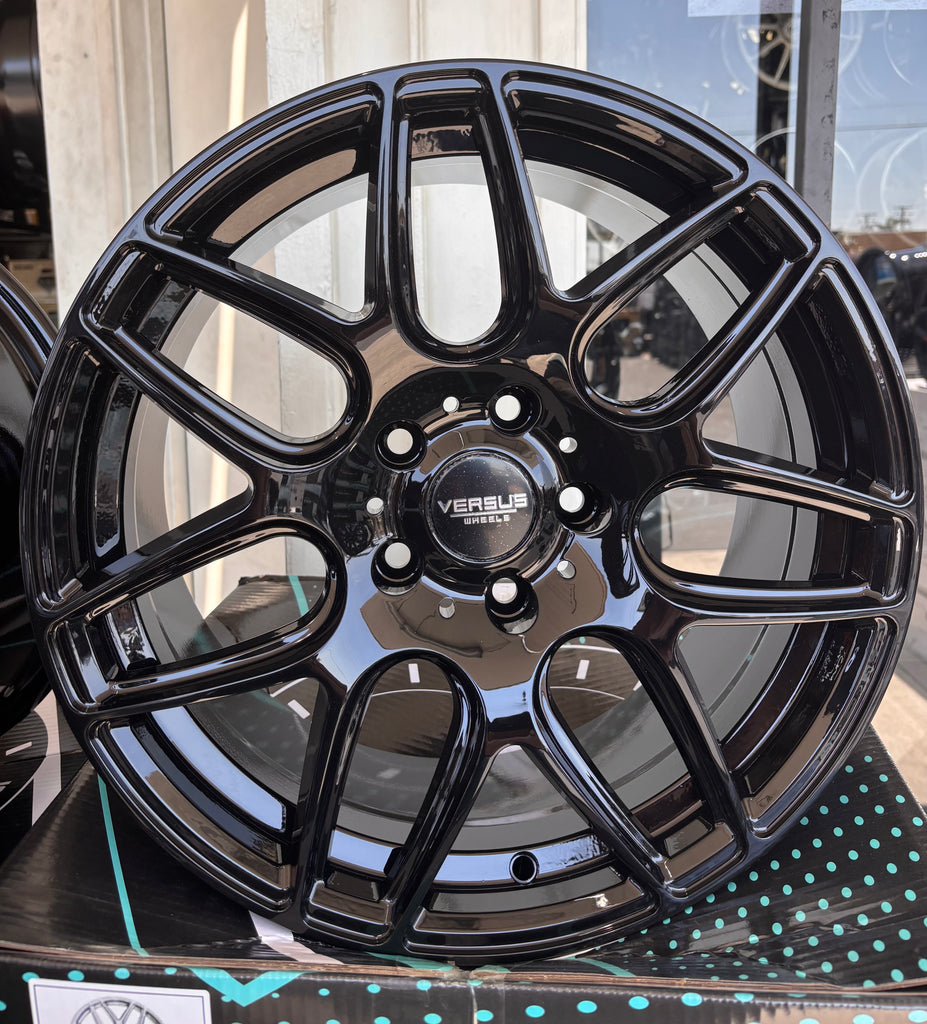 17X8 Versus VS103 Gloss Black 5x114.3 Set of 4 – San Fernando Tires and ...