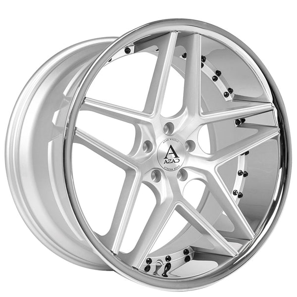 22"" Azad Wheel AZ1029 Brushed Silver Chrome Lip 22x10.5 – San Fernando ...