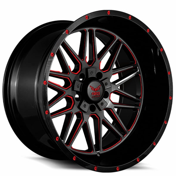 20" Force Offroad Force F44 Gloss Black Red Milled 20x10 – San Fernando ...